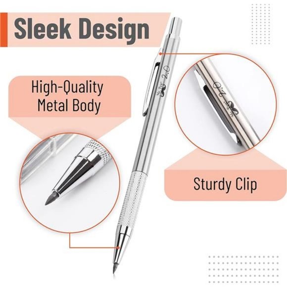 Office | Mechanical Pencil Metal 2mm For Drafting Drawing Lead Holder ...